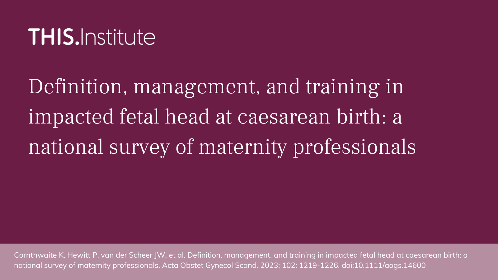 Definition, management, and training in impacted fetal head at ...